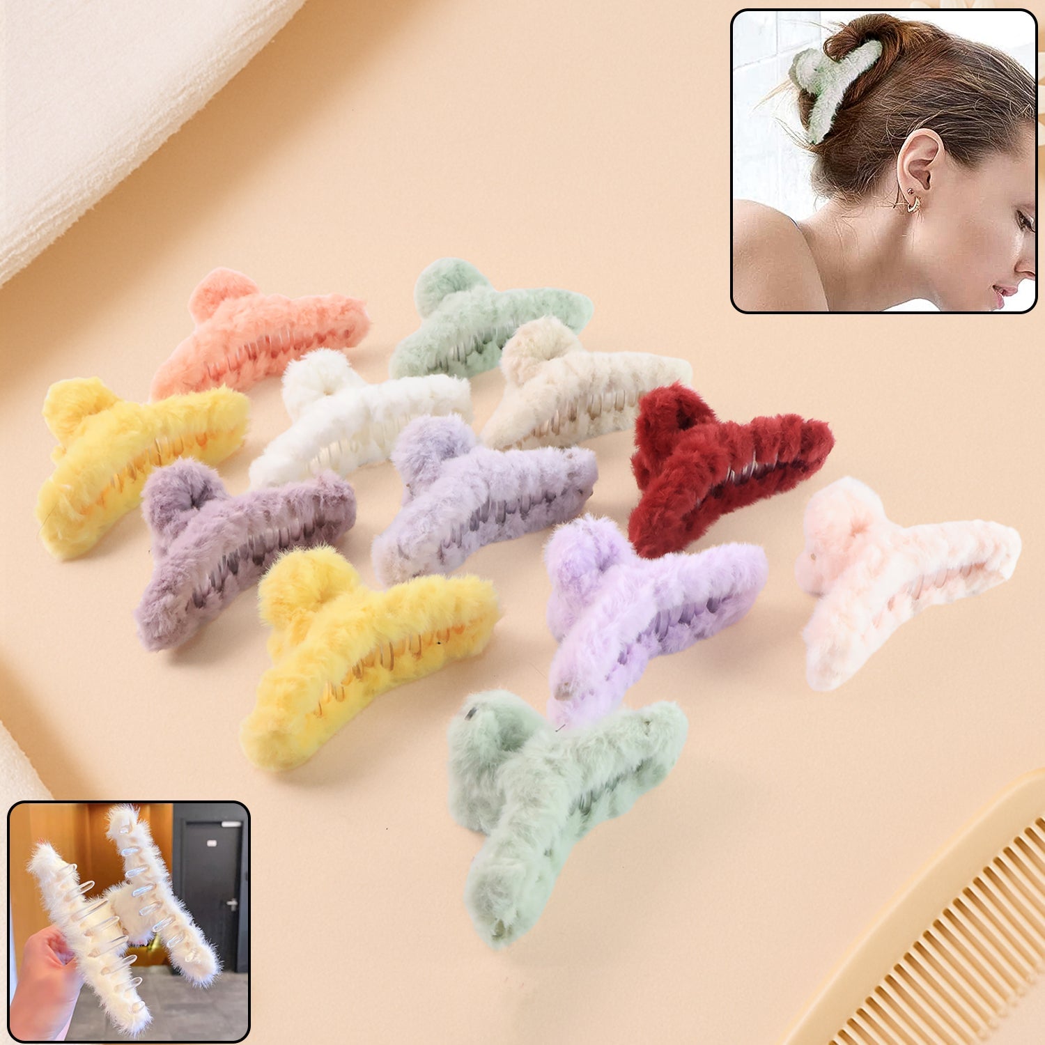 Premium Soft Fur Coated Hair Clutcher Clip Set (12 Pc) – Clubfactory